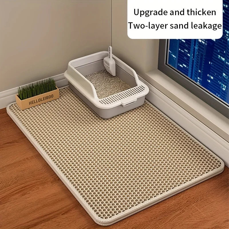 1Pc Large Size Cat Litter Mat-Advanced Honeycomb Double Layer Design,U ...