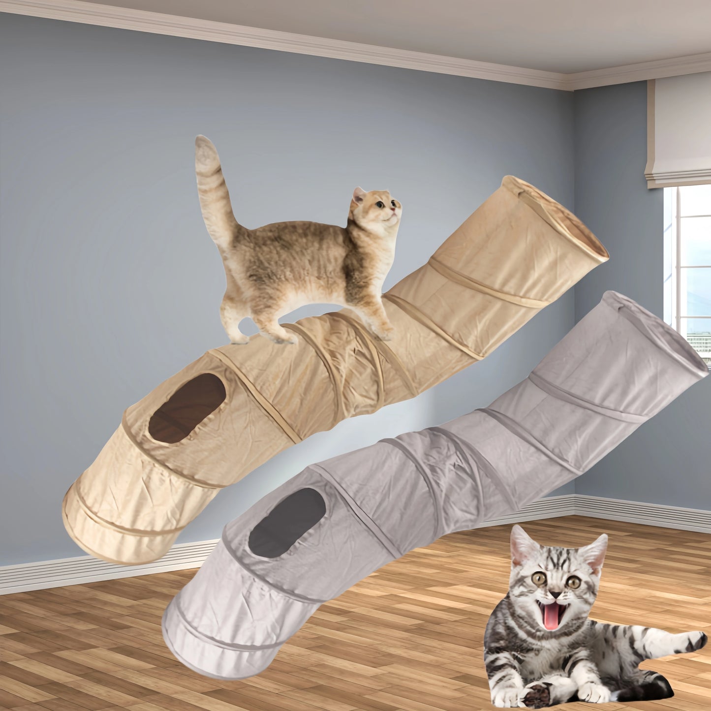 Collapsible Cat Winter Suede Tunnel for Puppy Rabbit Kitten Play Chase ...